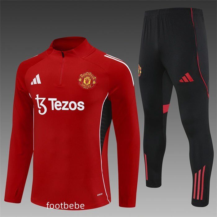 Survetement Manchester United 2025 2026 rouge - Footbebe
