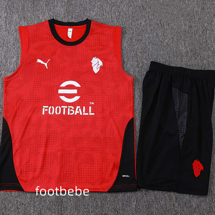 Ensemble AC Milan 2025 2026 Rouge Sans manches - Footbebe